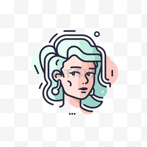 一个女人的肖像 iconline 插图网络 向量素材图片免费下载-千库网