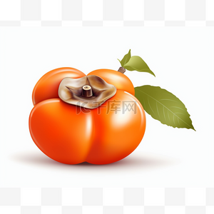 白色背景插图中的健康柿子果实素材图片免费下载-千库网