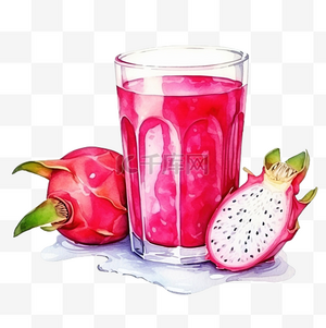 火龙果汁水彩元素素材图片免费下载-千库网