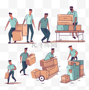 移动剪贴画矢量说明性人物表示移动工人卡通素材图片免费下载-千库网