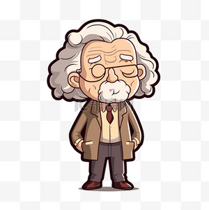 阿尔伯特爱因斯坦站立剪贴画的卡通人物 向量素材图片免费下载-千库网