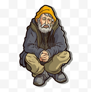 卡通无家可归的人坐着剪贴画 向量素材图片免费下载-千库网