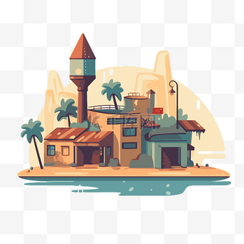 城市地点卡通_PNG_素材_图片-千库网