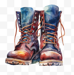 水彩靴子皮革素材图片免费下载-千库网