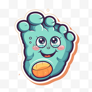 黄色背景上有球的蓝色卡通滑稽脚 向量素材图片免费下载-千库网