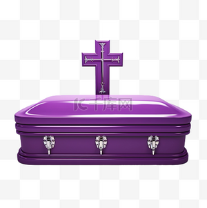 带十字架的紫色棺材素材图片免费下载-千库网