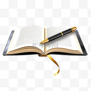 打开的书和笔素材图片免费下载-千库网