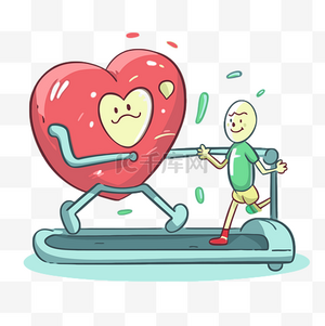 有氧剪贴画心脏与男人卡通在跑步机上运行 向量素材图片免费下载-千库网