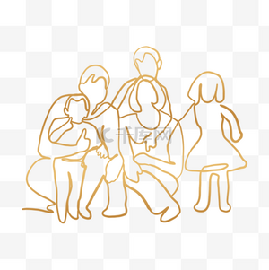 金色家庭线条图片-金色家庭线条图片素材免费下载-千库网