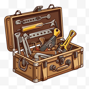 工具箱剪贴画带有工具图标的工具箱卡通画 向量素材图片免费下载-千库网