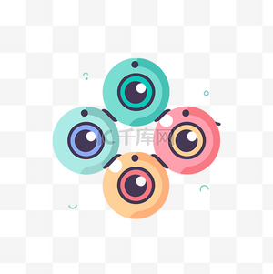 带有五个彩色圆圈的眼睛标志 向量素材图片免费下载-千库网