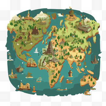 世界地图卡通图片-世界地图卡通素材-世界地图卡通模板图片下载-千库网