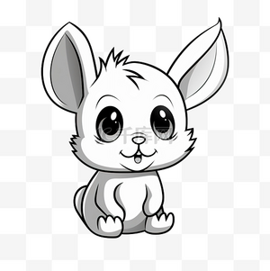 卡通兔子线条艺术插画png素材图片免费下载-千库网