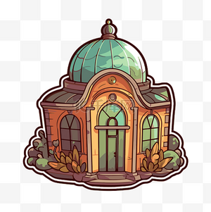 卡通植物园花园别墅 向量素材图片免费下载-千库网