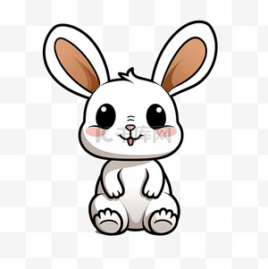 卡通兔子线条艺术插画png素材图片免费下载-千库网