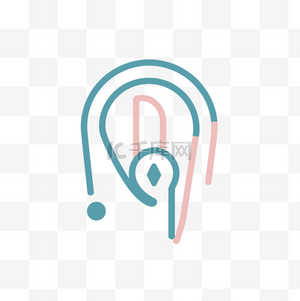 带有风格化字母和不同颜色的耳朵标志 向量素材图片免费下载-千库网