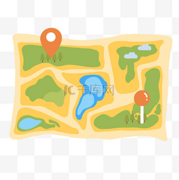 卡通区域地图免抠设计素材-卡通区域地图免抠模板设计PSD图片下载-千库网