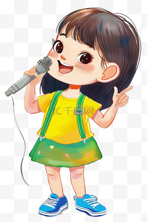 元素可爱女孩唱歌卡通手绘素材图片免费下载-千库网