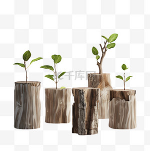 发芽木桩元素立体免抠图案素材图片免费下载-千库网