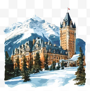 加拿大山著名建筑地标旅游素材图片免费下载-千库网