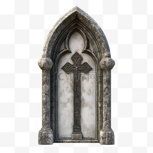 哥特式拱形门道与古石十字架概念照片素材图片免费下载-千库网