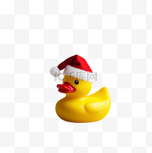 戴着圣诞帽的黄色橡皮鸭素材图片免费下载-千库网