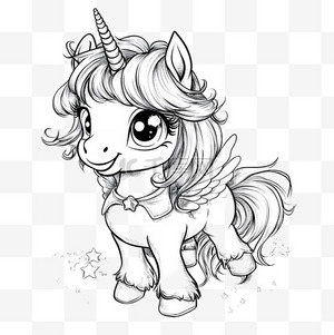 可爱的小马着色页素材图片免费下载-千库网