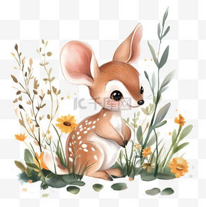 鼠鹿可爱插图素材图片免费下载-千库网