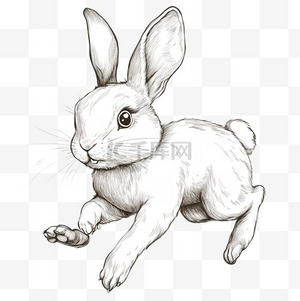 动物兔子兔子奔跑的线条艺术素材图片免费下载-千库网