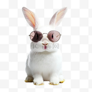 戴墨镜的可爱白兔子素材图片免费下载-千库网