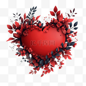 浪漫红心与自然环绕素材图片免费下载-千库网