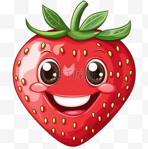 微笑卡通草莓装饰素材图片免费下载-千库网