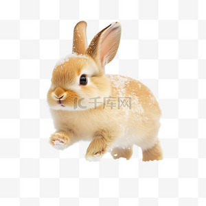 可爱的黄色兔子在雪地里奔跑素材图片免费下载-千库网