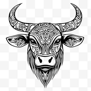 凯尔特风格的黑白动物头插图素材图片免费下载-千库网