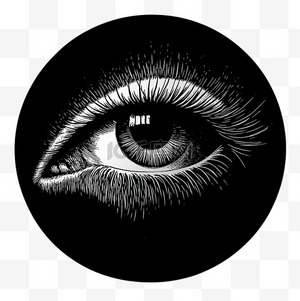 黑色圆圈中的抽象眼睛艺术品素材图片免费下载-千库网