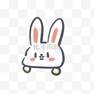 手绘水彩线条兔子免抠素材图片免费下载-千库网