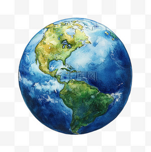 水彩地球画提高气候变化意识素材图片免费下载-千库网