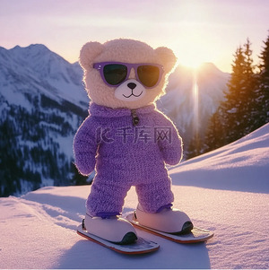可爱毛绒熊滑雪头像素材图片免费下载-千库网