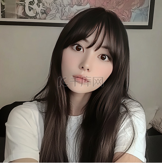 可爱长发女子头像素材图片免费下载-千库网