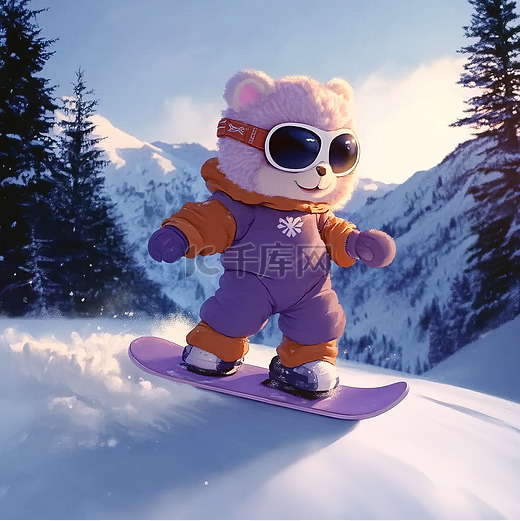 毛绒玩具熊滑雪头像素材图片免费下载-千库网
