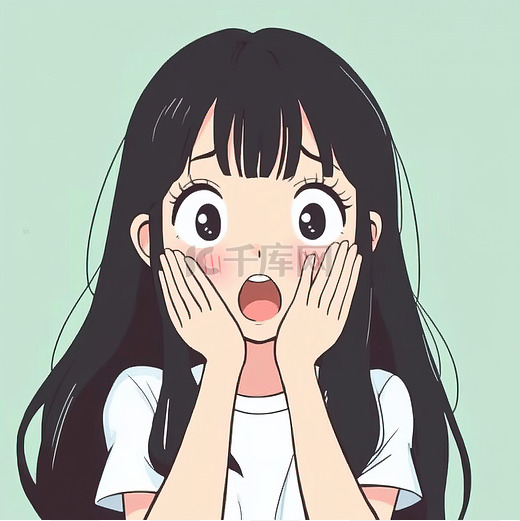 卡通女孩惊讶表情头像素材图片免费下载-千库网