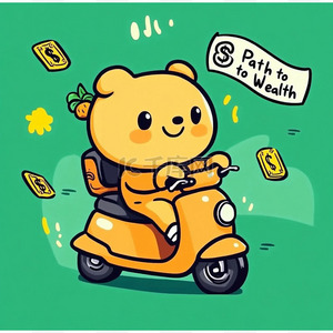 卡通熊骑摩托赚钱头像素材图片免费下载-千库网