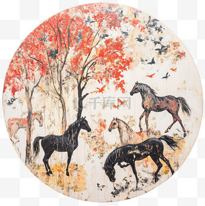 马树圆形画素材图片免费下载-千库网