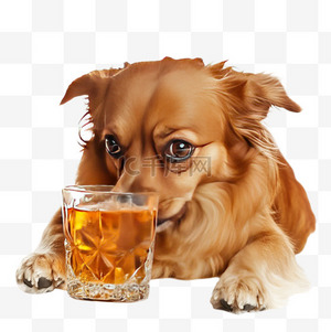 可爱的小狗正在喝饮料素材图片免费下载-千库网