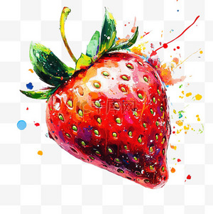 色彩斑斓的草莓画素材图片免费下载-千库网