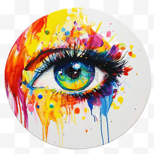 带眼睛的彩色抽象圆圈画素材图片免费下载-千库网