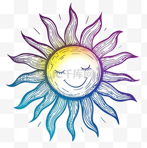 冷梯度线绘制卡通太阳素材图片免费下载-千库网