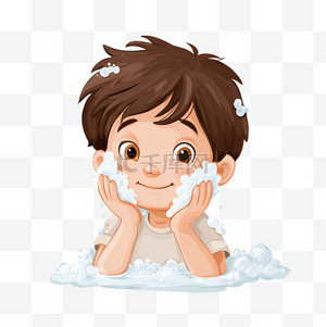 儿童洗脸卡通素材图片免费下载-千库网