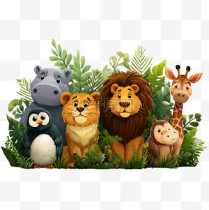 生活在美丽森林里的野生动物动画片素材图片免费下载-千库网