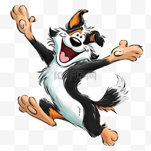 卡通狗跳着欢快的舞蹈素材图片免费下载-千库网